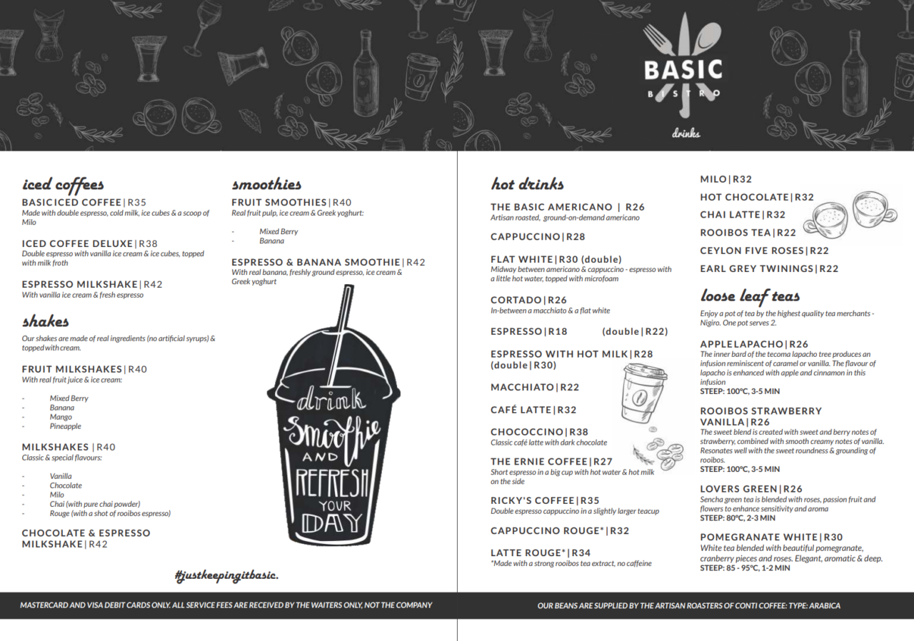 Drinks Menus | Basic Bistro
